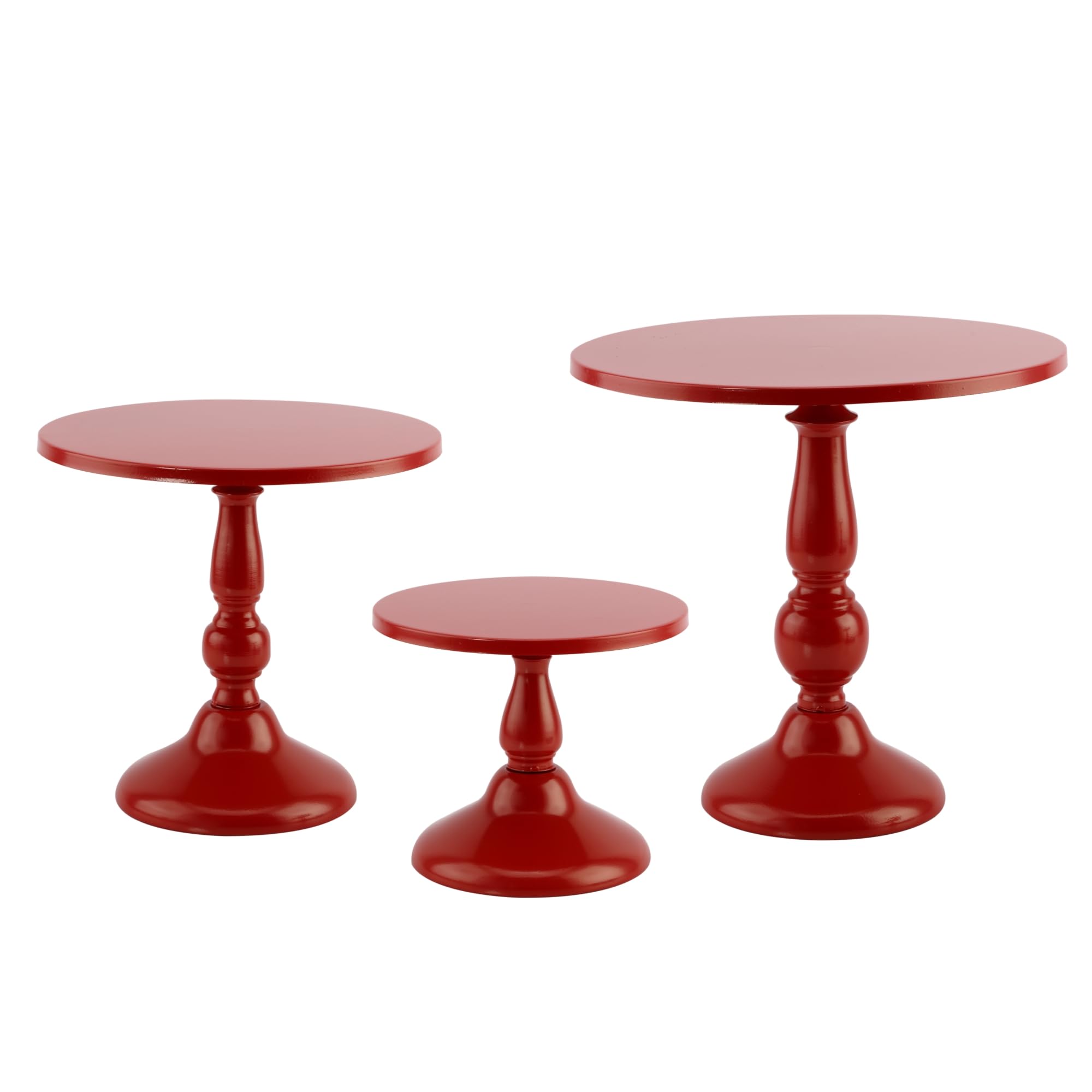 Amazon.com: Set of 3 Red Cake Stands, QENUIITEA Metal Round Cake Holder ...
