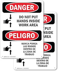 Amazon.com: (2 Pack) Do Not Put Hands Inside Work Area Bilingual OSHA ...