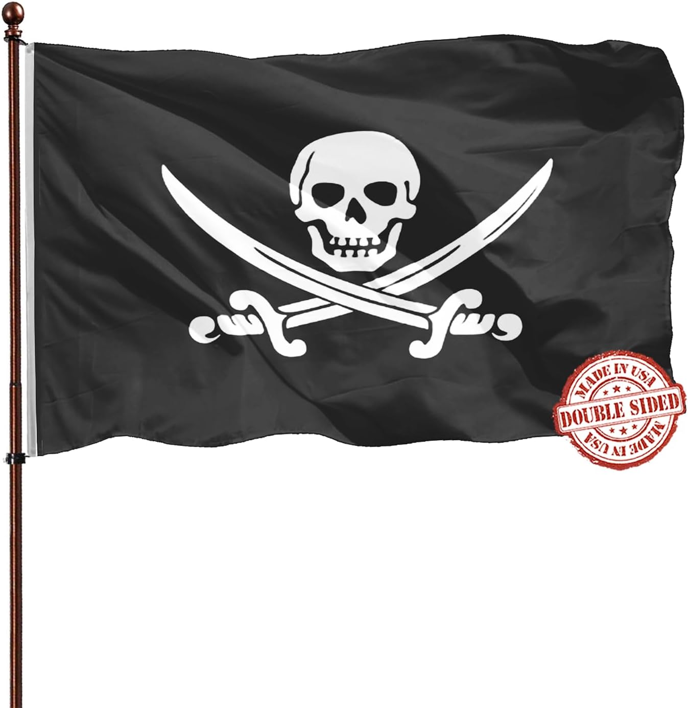 Amazon.com : Double Sided Pirates Flags 4x6- Heavy Duty 3Ply 240D ...