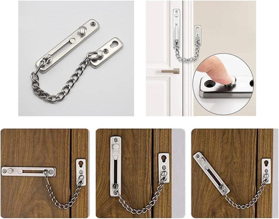 Zimjoy 2 Pcs Door Chain Lock Security Door Lock Anti Theft Chain ...