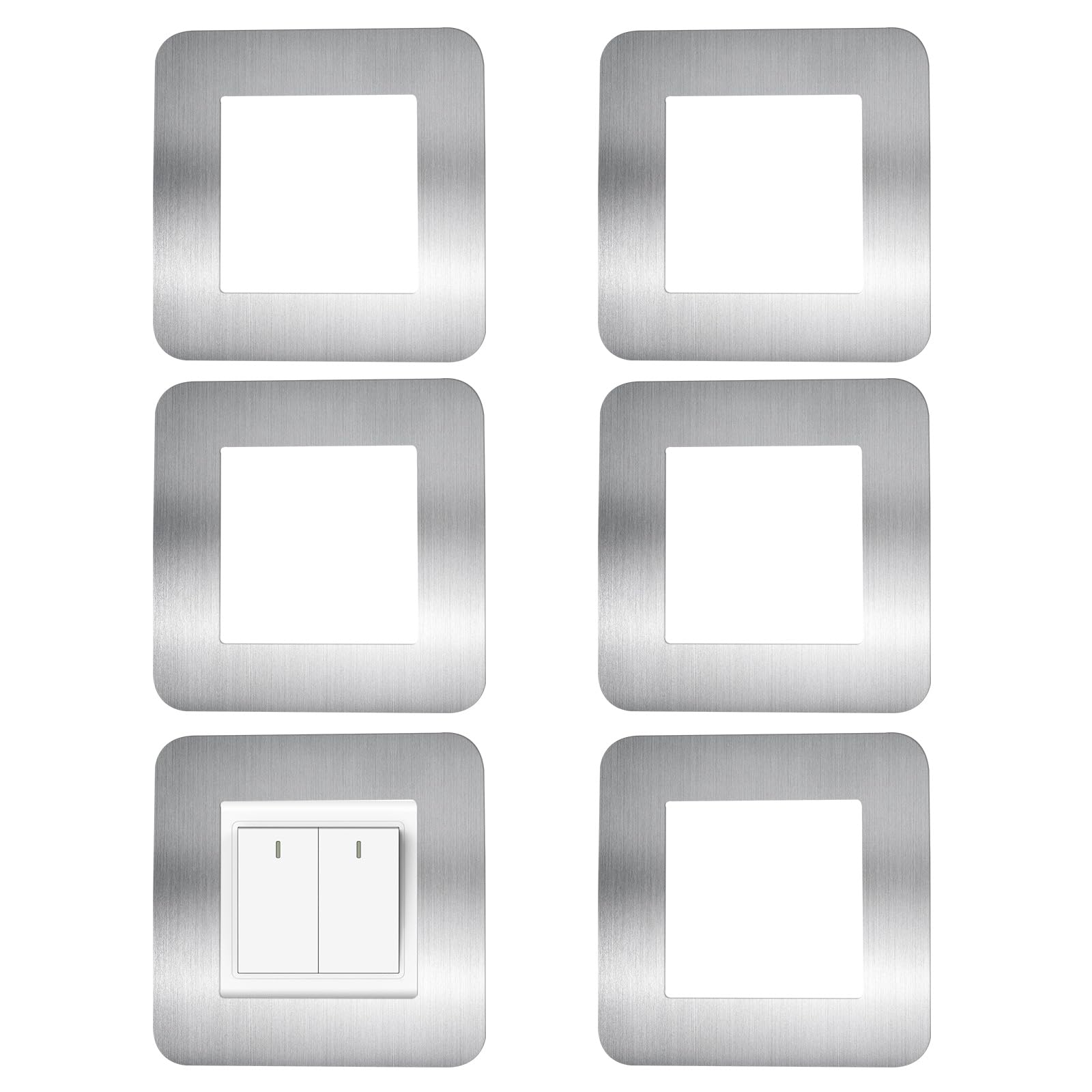 5 Pcs Light Switch Cover Plates, Silver Light Switch Surround Self ...