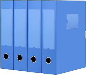 DONGLI 4 Pack Blue A4 File Filing Boxes, Plastic, 75mm Spine, Archiving ...
