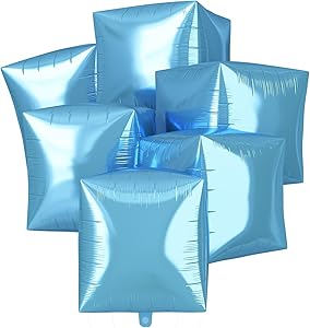 Amazon.com: Baby Blue Cube Ball Balloons, 6Pcs 22Inch 4D Square ...