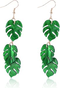Amazon.com: Monstera Earrings, 3.35x0.79in Acrylic Palm Leaf Earrings ...