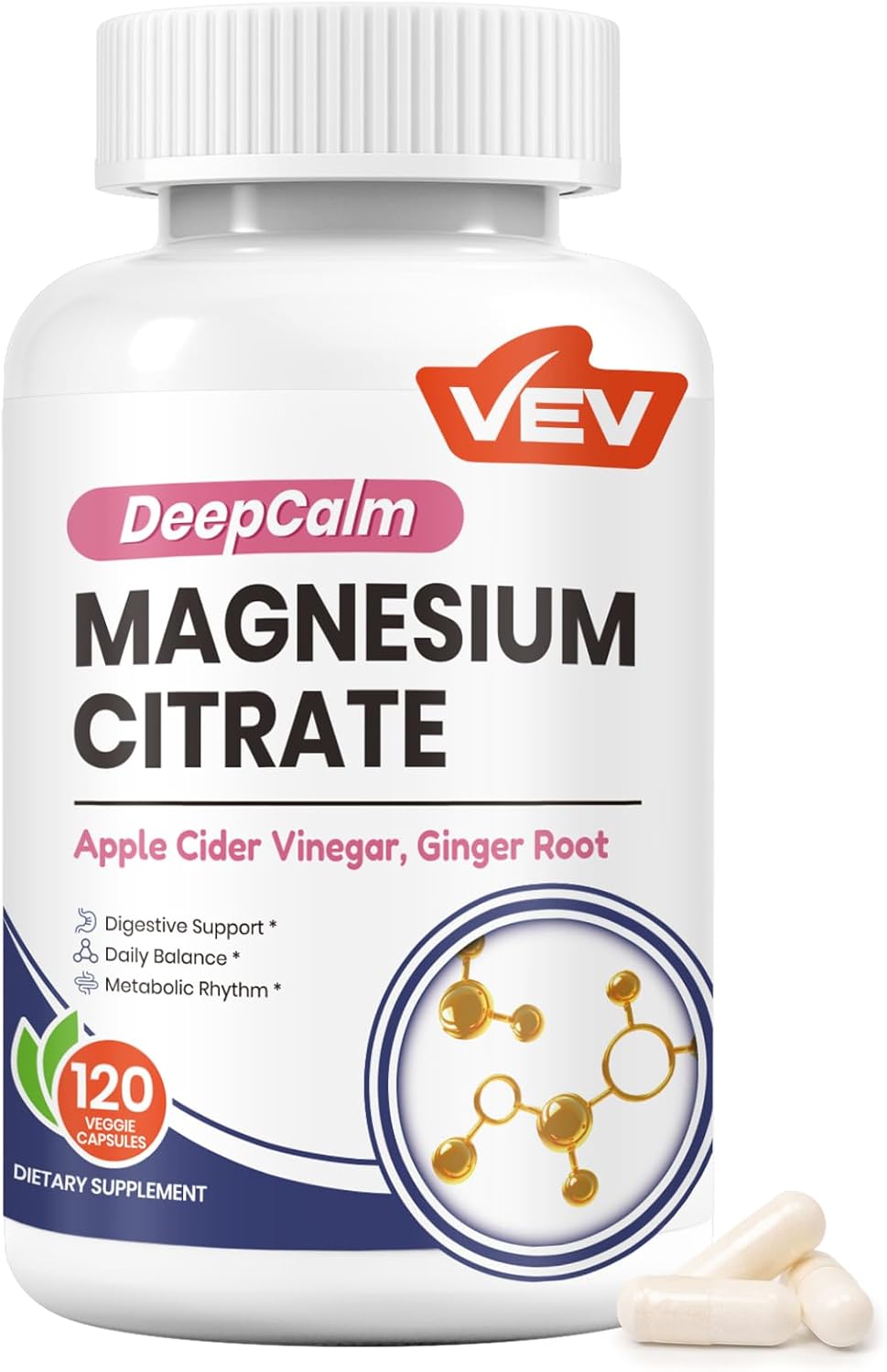 Amazon.com: VEV DeepCalm Magnesium Citrate Capsules – Citrate with ...