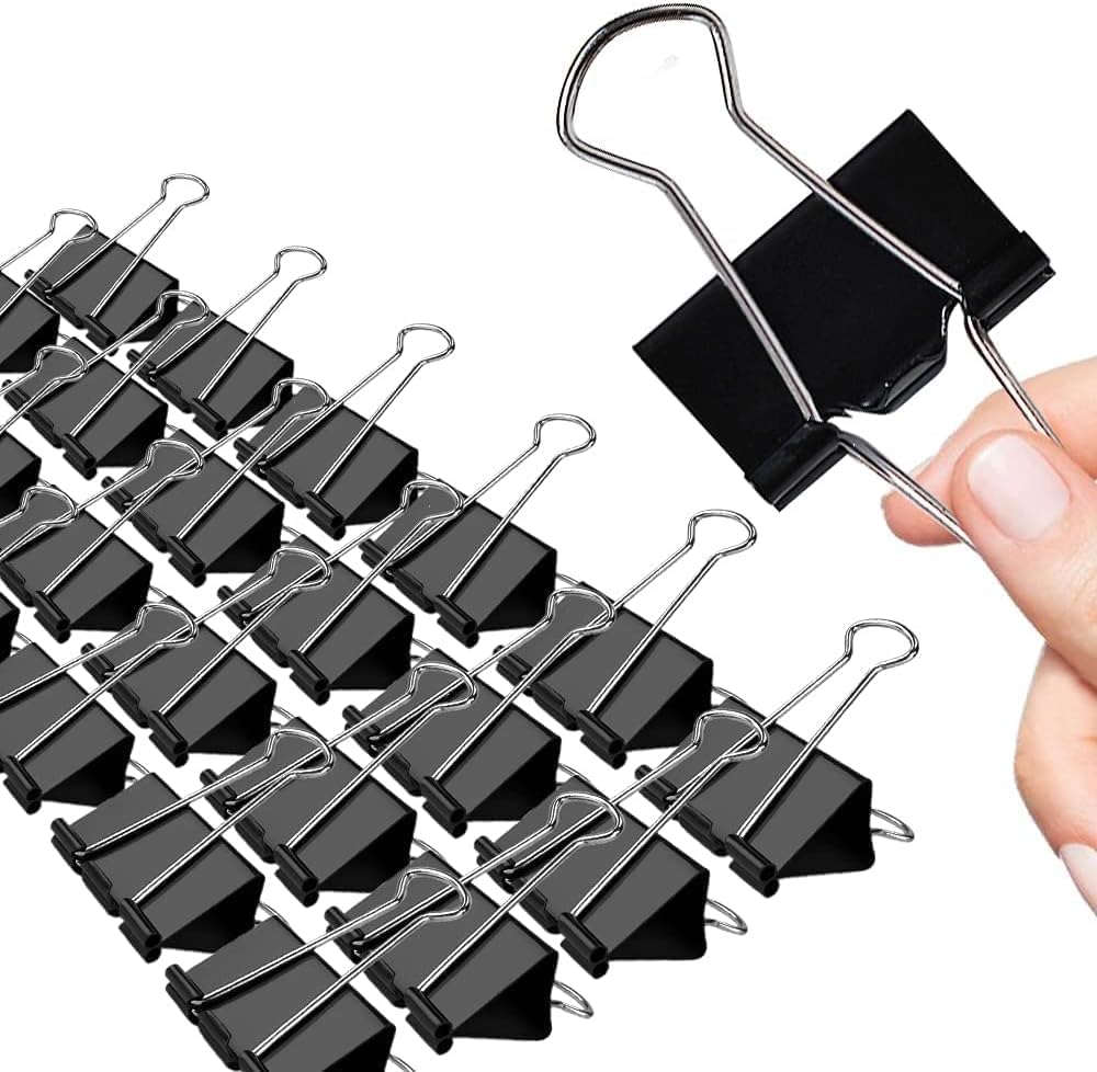 Rosy.Moment 32 mm/1.25 inch Binder Clips, 24 Pcs Jar Resistant Black ...