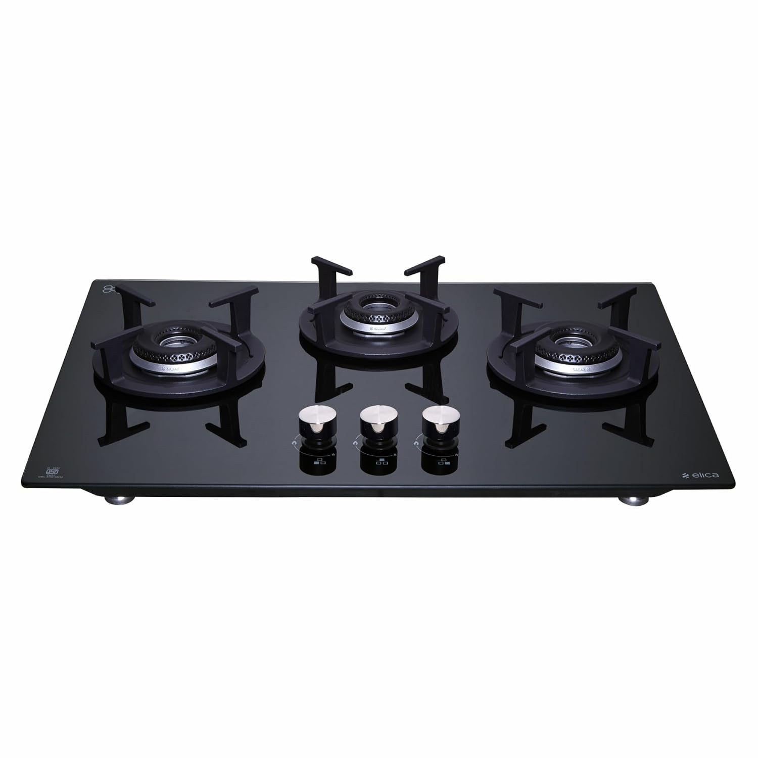 Elica 60cm 3 Burner Auto Ignition Hob | SABAF Burners | Toughened Glass ...