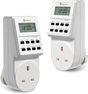 TobeBright Digital Timer Plug Socket UK 24 Hours/Weekly Digital Plug-in ...