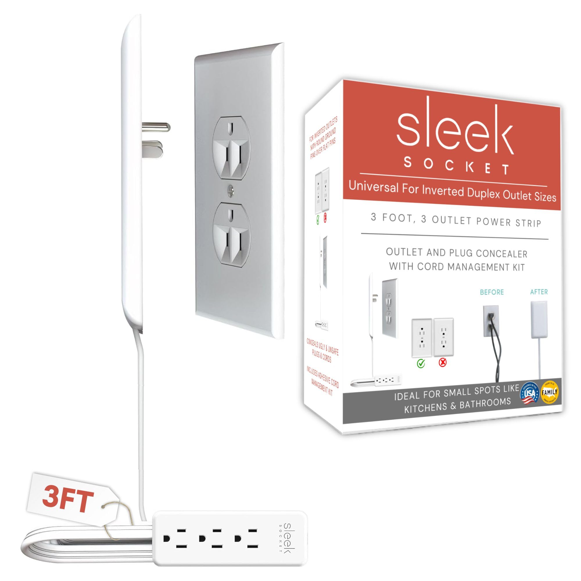 Amazon.com: Sleek Socket Original & Patented Ultra-Thin Outlet ...