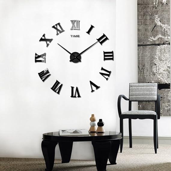 Amazon.com: Andy's Orchids Mirror Surface Wall Clock, Roman Numerals ...