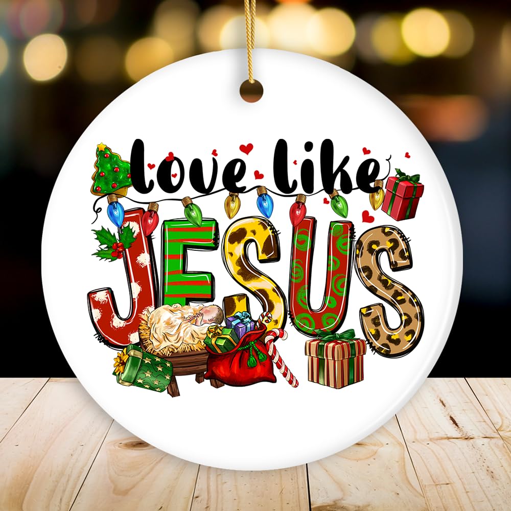 Amazon.com: Love like Jesus Playful Christmas Plaid Religious Ornament ...