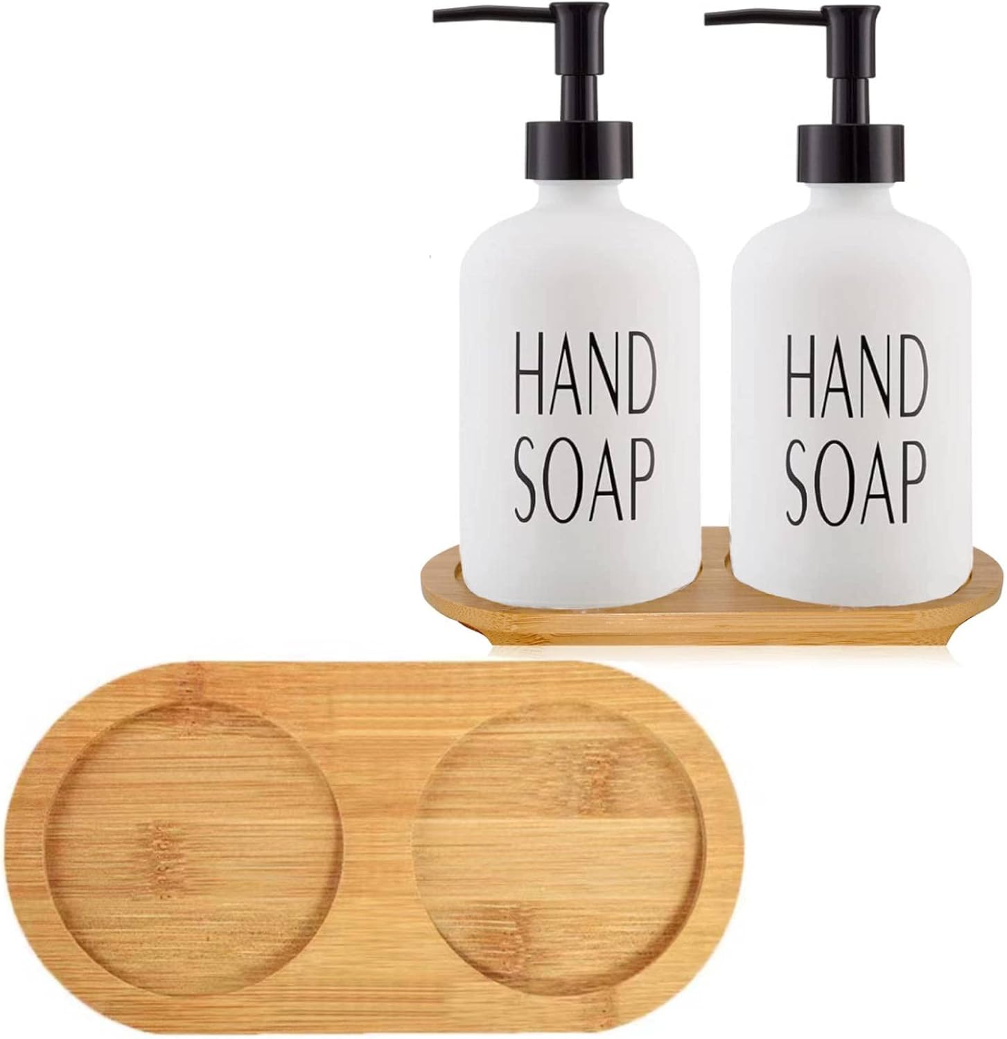 Amazon.com: YeeBeny Bamboo soap Dispenser Tray, Bathroom Countertop ...