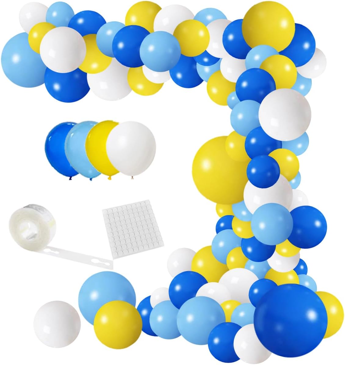 Amazon.com: Royal Blue and Yellow White Balloon Garland Arch Kit ...
