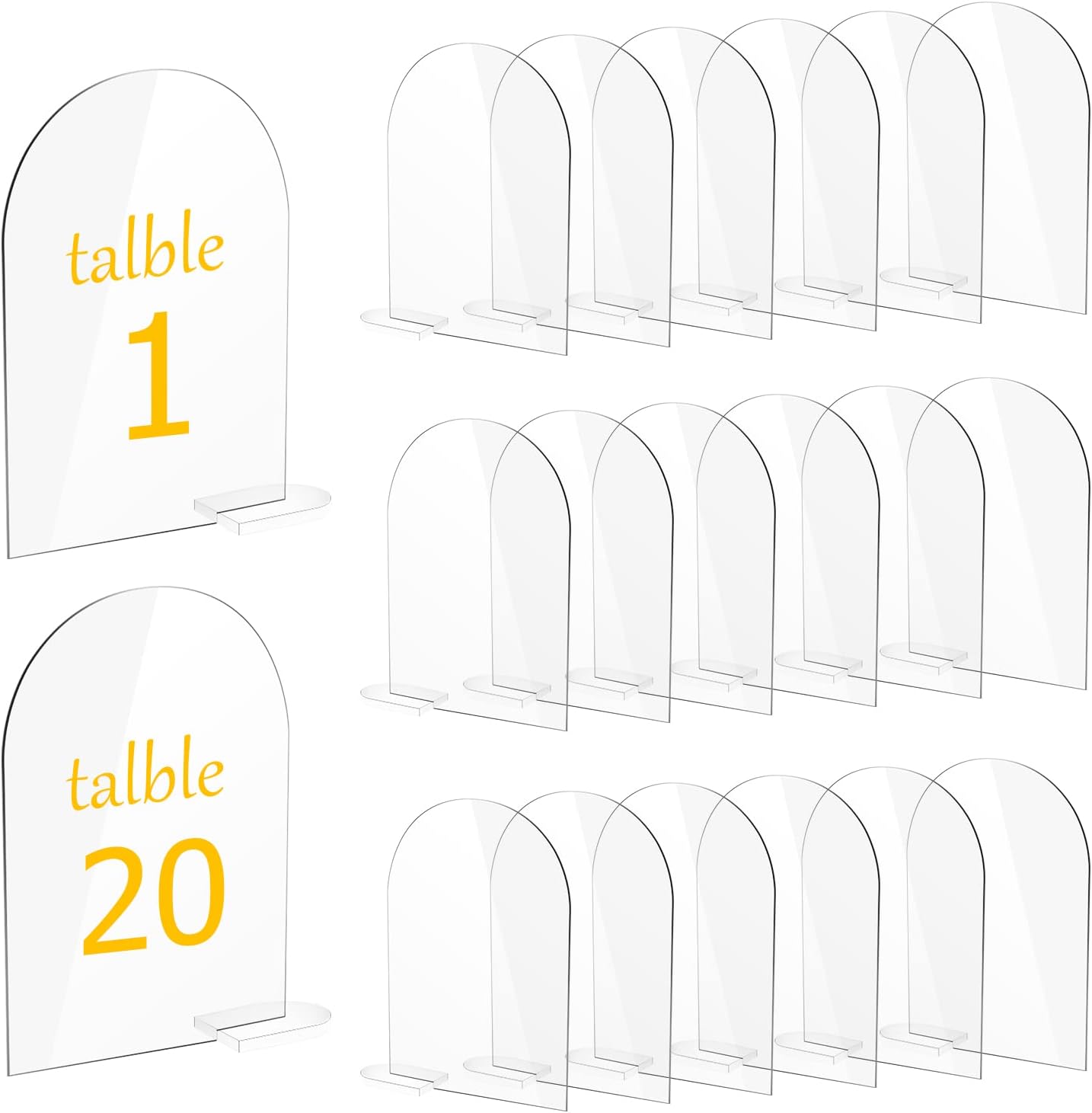 Gearific 20 Pcs Clear Arch Acrylic Sign with Stand, Blank Arched Round ...