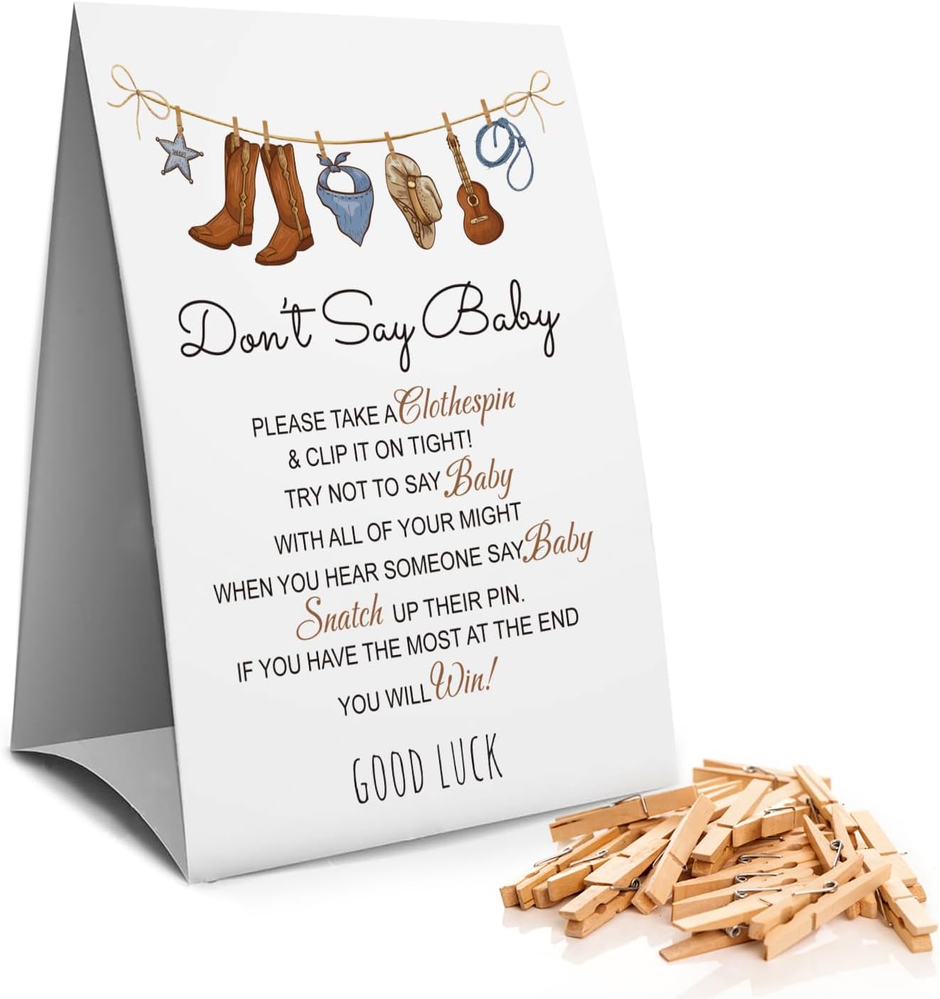Amazon.com: Don't Say Baby Clothespin Games Sign(1 Sign + 50 Mini ...