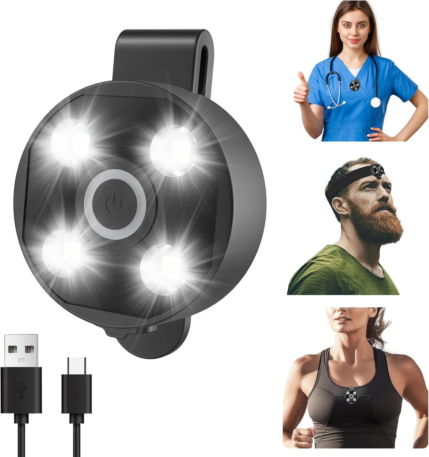 Amazon.com: [Large Capacity Battery] Clip On Flashlight Running Lights ...