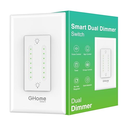 Amazon.com: GHome Smart Dual Dimmer Switch, Space Saving, 2 in 1 Control , WiFi Smart Light ...