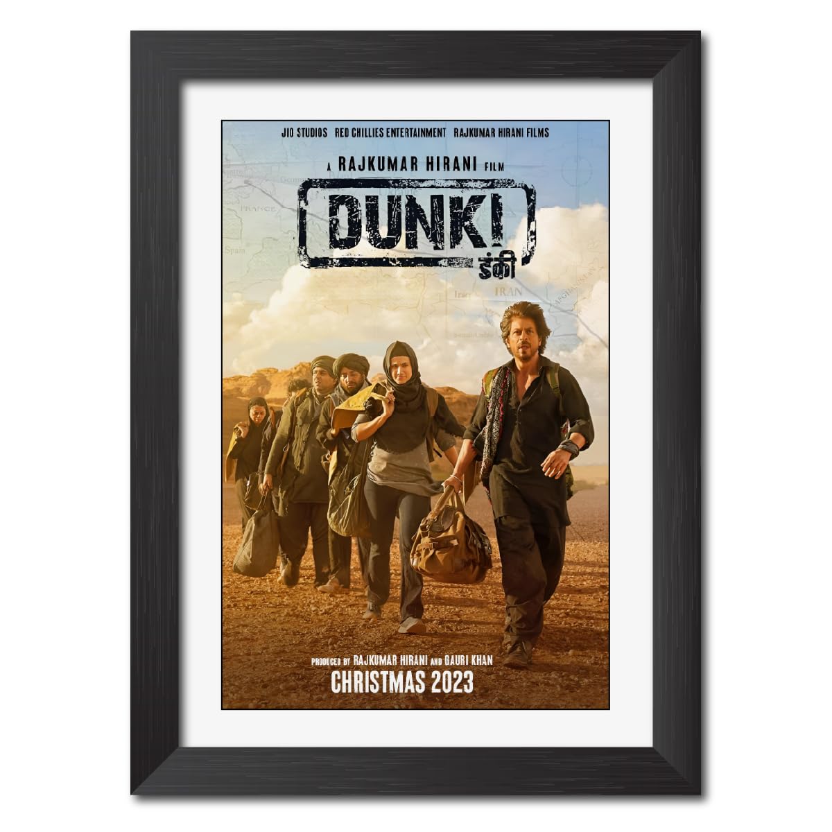 inspire TA Dunki Movie Poster Shah Rukh Khan Framed Painting With ...