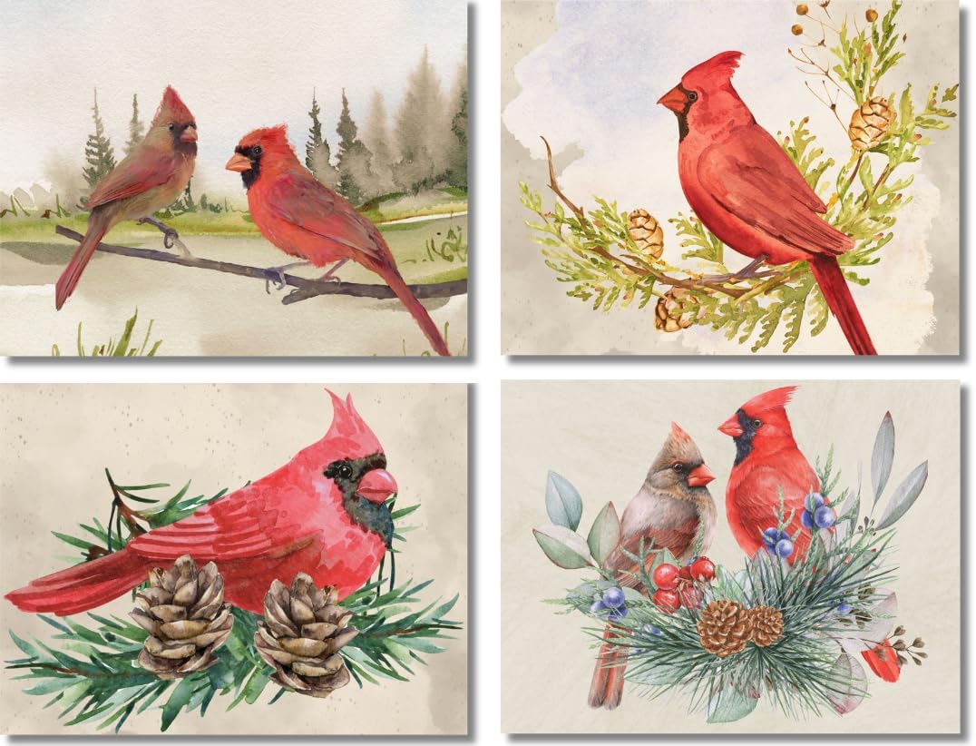 Amazon.com : Small World Greetings Watercolor Cardinal Note Cards 24 ...