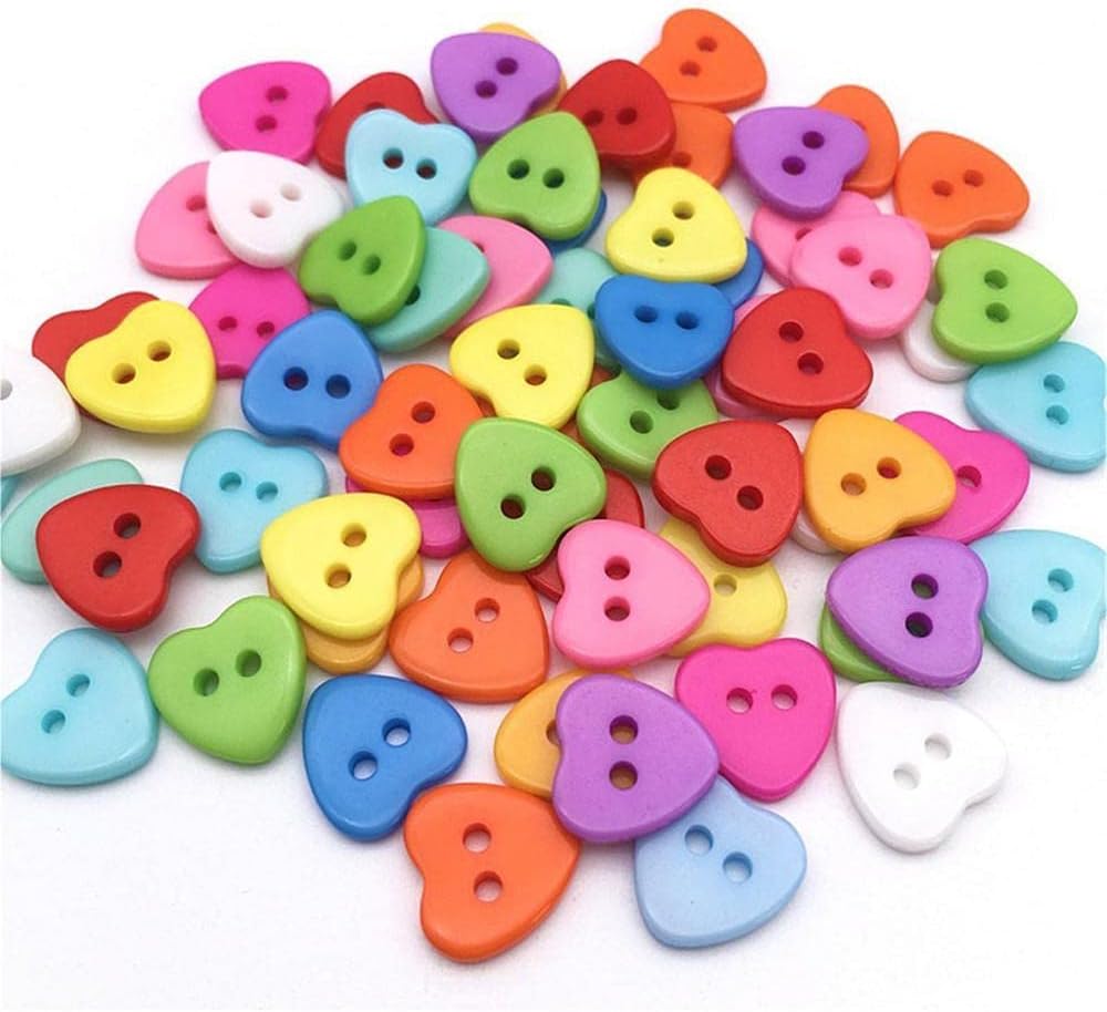 Amazon.com: 100Pcs Heart Shape Buttons DIY Handmade Craft Art Sewing ...