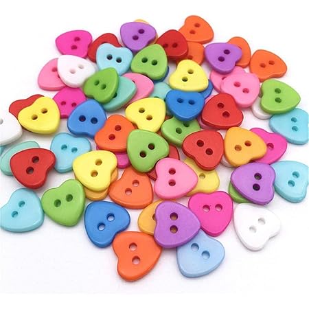 Amazon.com: 100 Pieces 2 Holes Buttons Heart Shaped Buttons Resin ...