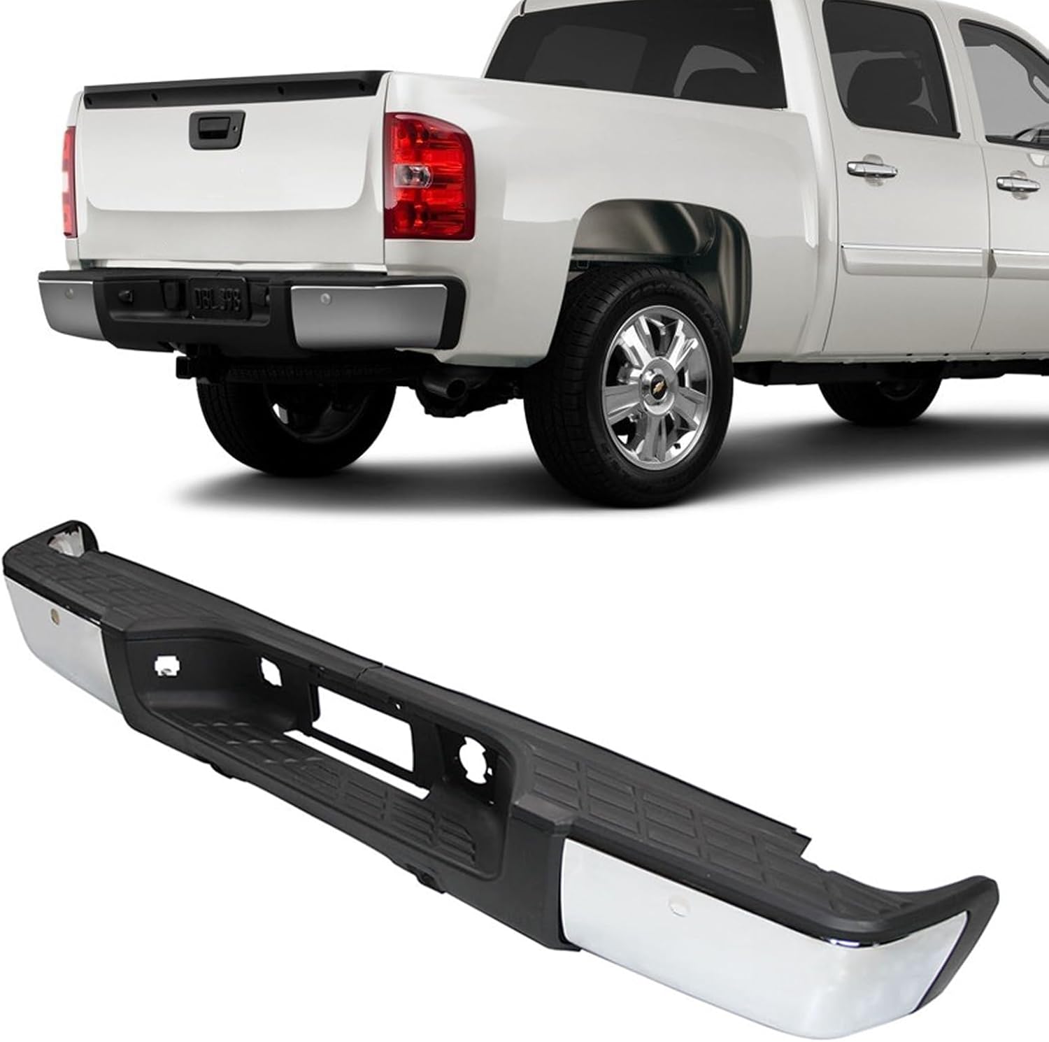 Amazon.com: Peforway Rear Bumper for 2007-2013 Chevy Silverado 1500 GMC ...
