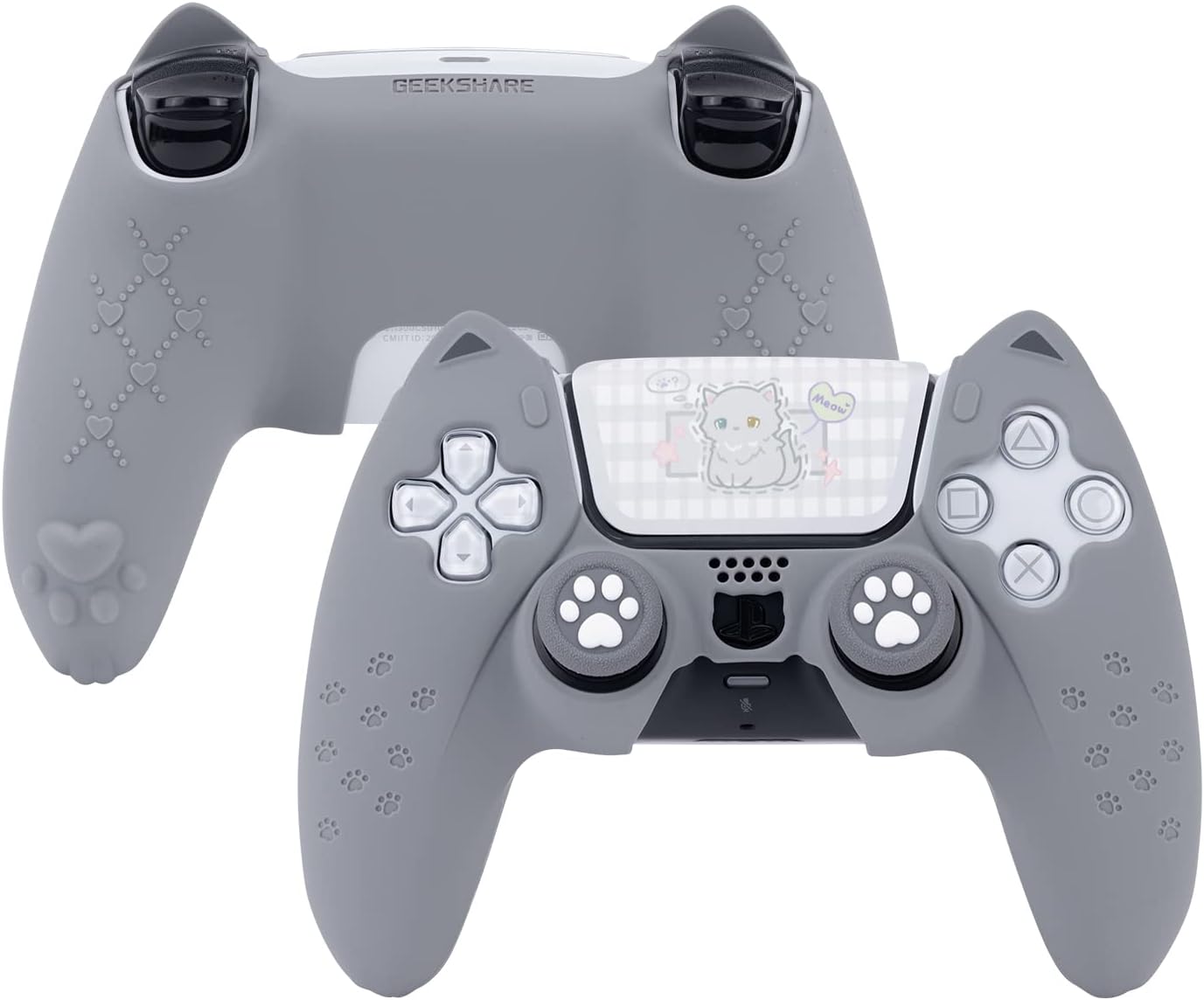 GeekShare Grey Cat Paw PS5 Controller Skin Anti-Slip Silicone Skin ...