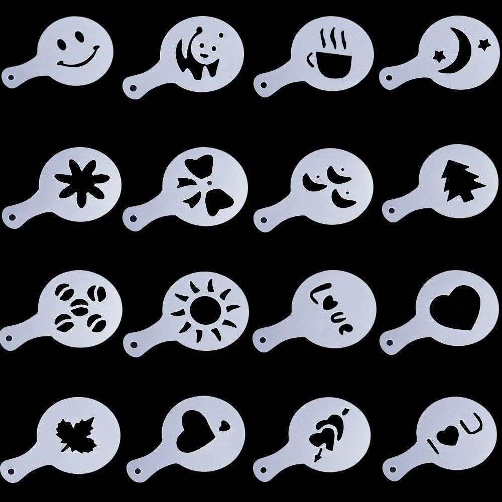 Mnixy Set of 16 Cappuccino Coffee Chocolate Dusting Template Decorating ...