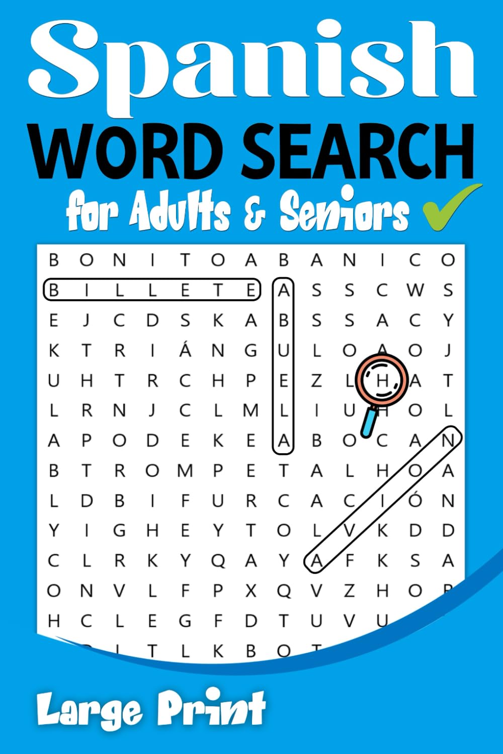 Spanish Word Search for Adults & Seniors Large Print: Spanish Word ...