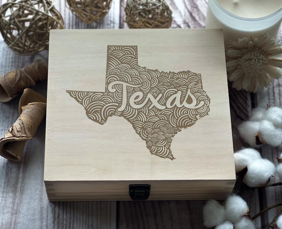 Amazon.com: Texas-Themed Engraved Wooden Keepsake Box - Ideal Gift with ...