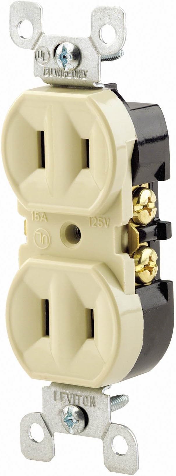 Leviton 15 Amp 2wire Duplex Receptacle, Ivory - Electrical Outlets ...