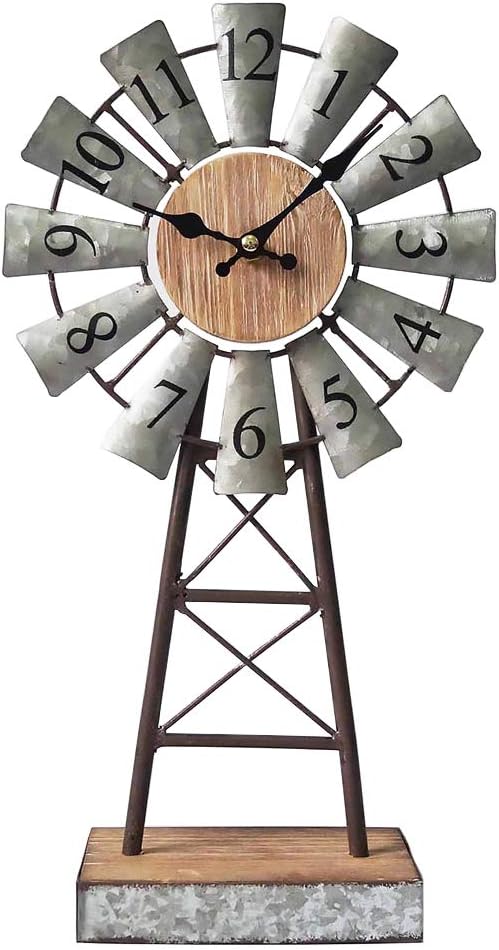 Amazon.com: MODE HOME Farmhouse Table Clock on Stand, Galvanized ...
