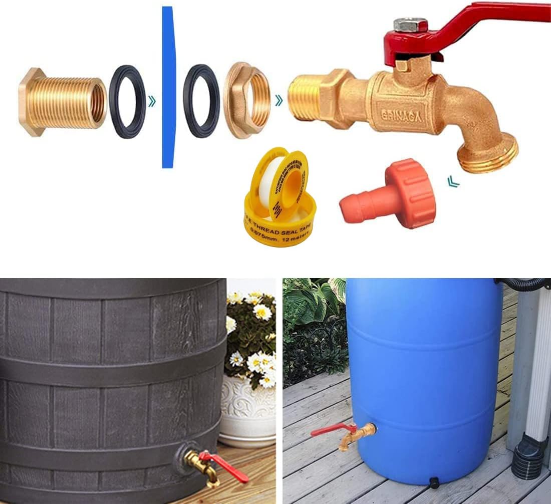 Amazon.com: Rain Barrel Spigot, Brass Faucet Kit for Rain Water Barrel ...