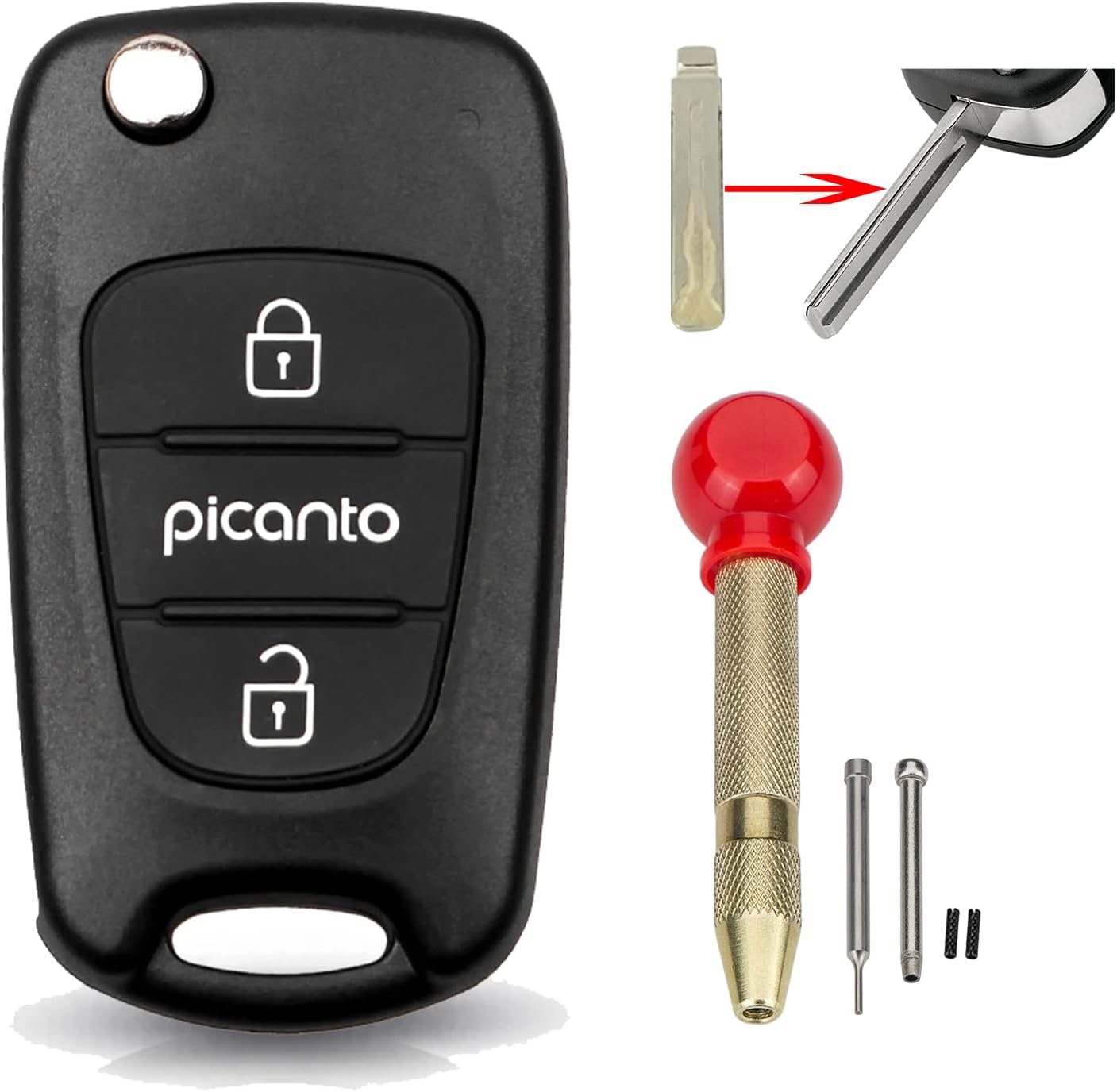 2PCS 3 Buttons Car Key Fob Case For Hyundai Kia Picanto Remote Control ...