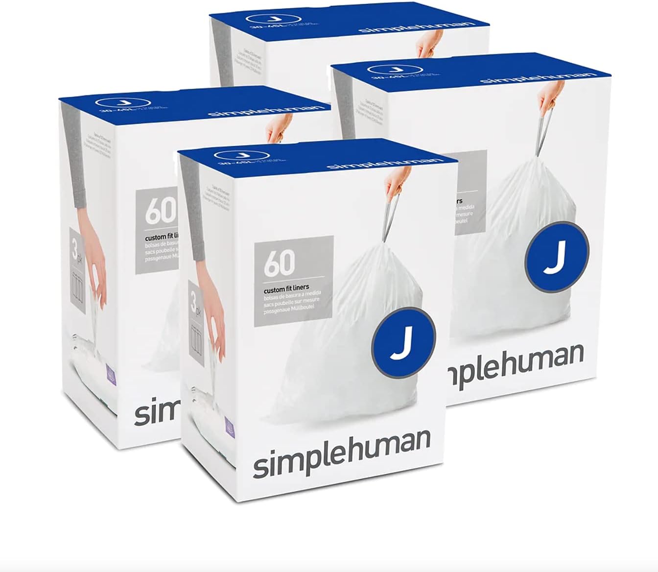 Amazon.com: simplehuman Code Q Custom Fit Drawstring Trash Bags, 240 ...