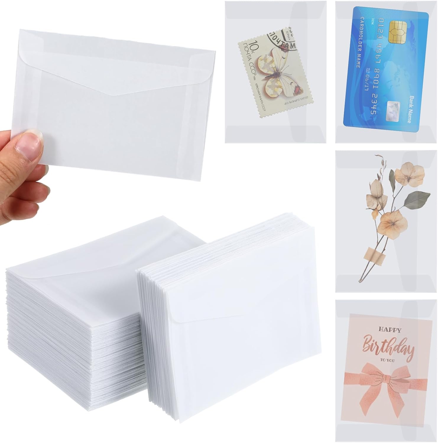 Amazon.com : 200 PCS Glassine Envelopes 4.5 × 3.2" Translucent Envelope ...