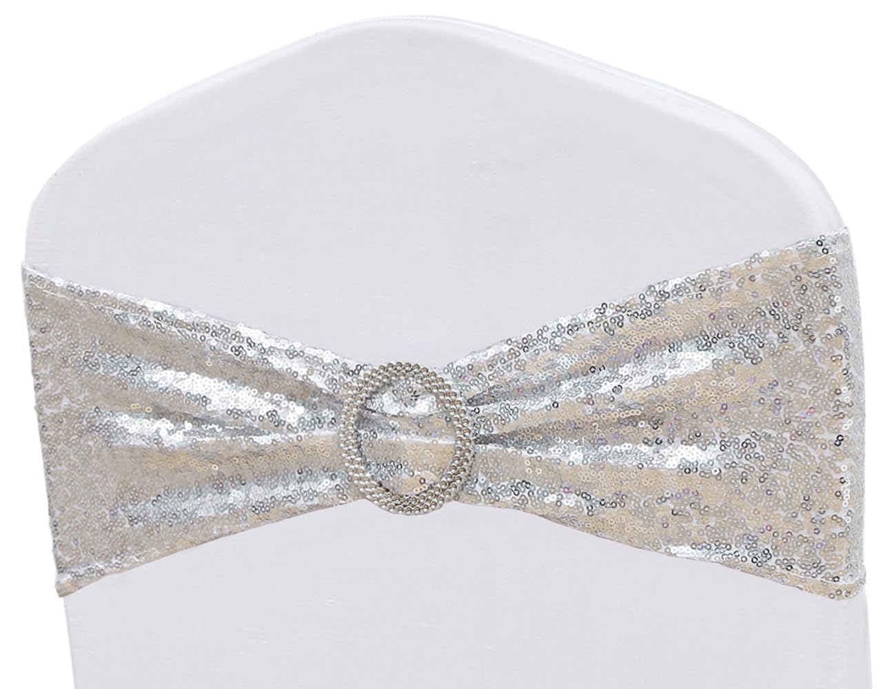 Amazon.com: ZSJFMF Double-Sided Sequins Silver Chair Sashes for Wedding ...