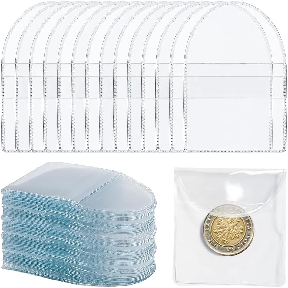 Amazon.com: 50Pcs Single Pocket Coin Flips - 2 x 2 Inch Clear Plastic ...