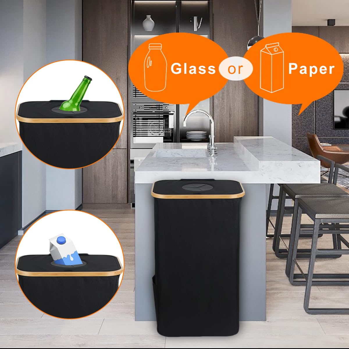 Large Trash Can Recycling 22 Gallon Large Capacity Kitchen Outdoor