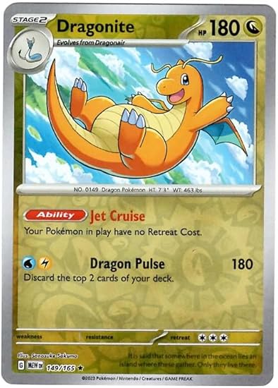 Amazon.com: Pokemon - Dragonite 149/165 - Pokemon 151 - Reverse Foil ...