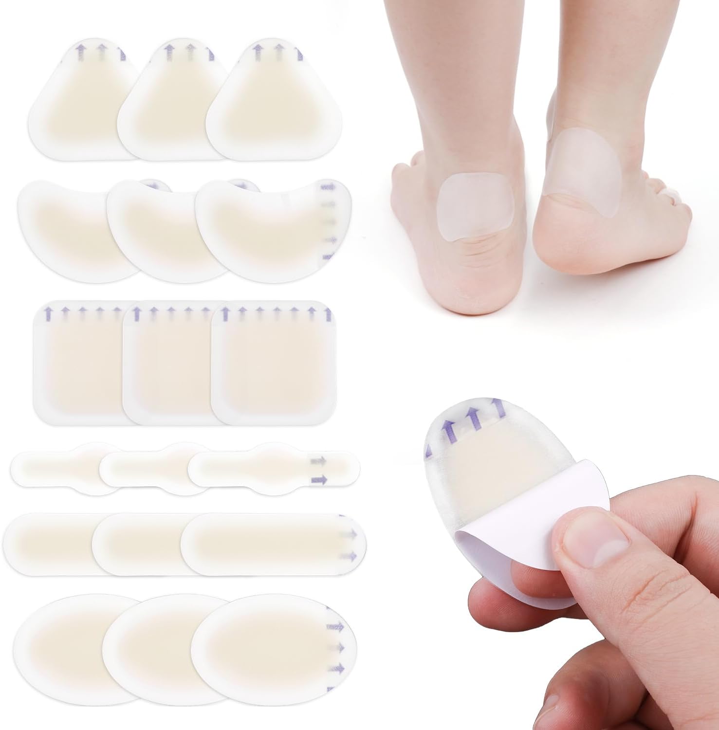 Amazon.com: NQEUEPN 18pcs Gel Bandages, 6 Sizes Gel Patches for Feet ...