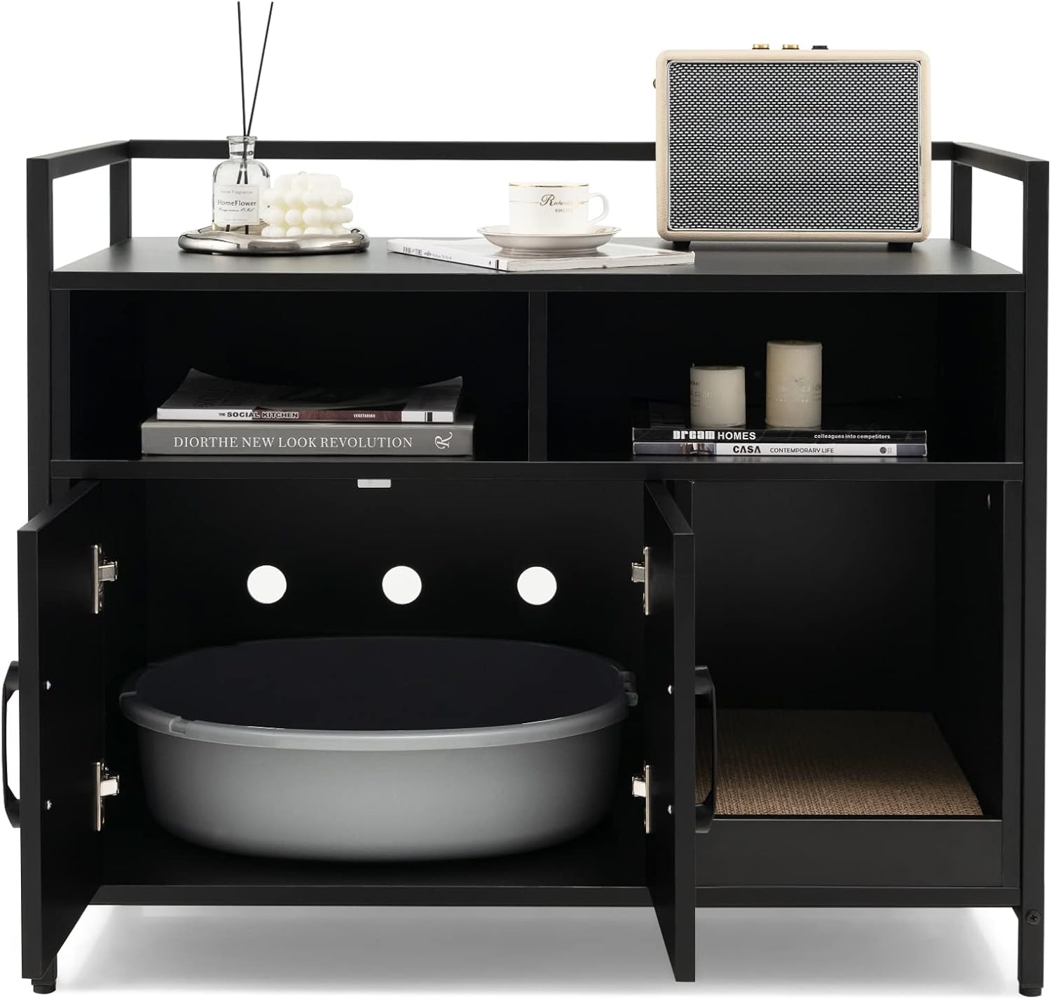 Maxmass Cat Litter Box Enclosure, Hidden Kitty Washroom House with ...