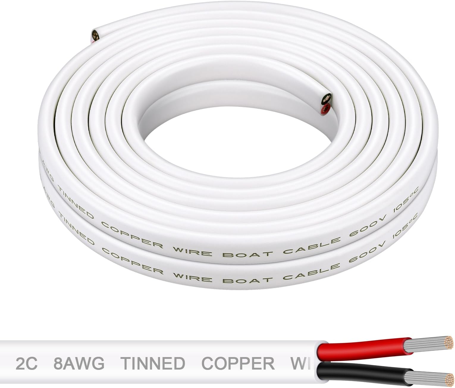 Amazon.com: 14/2 AWG Duplex Tinned Marine Wire, Red/Black 50 Feet ...