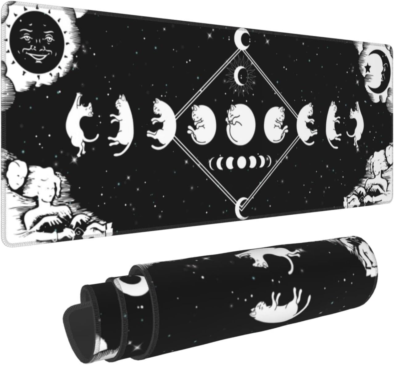 Amazon.com : Cat Moon Phases Mouse Pad Extended XL Gaming Mice Pad ...