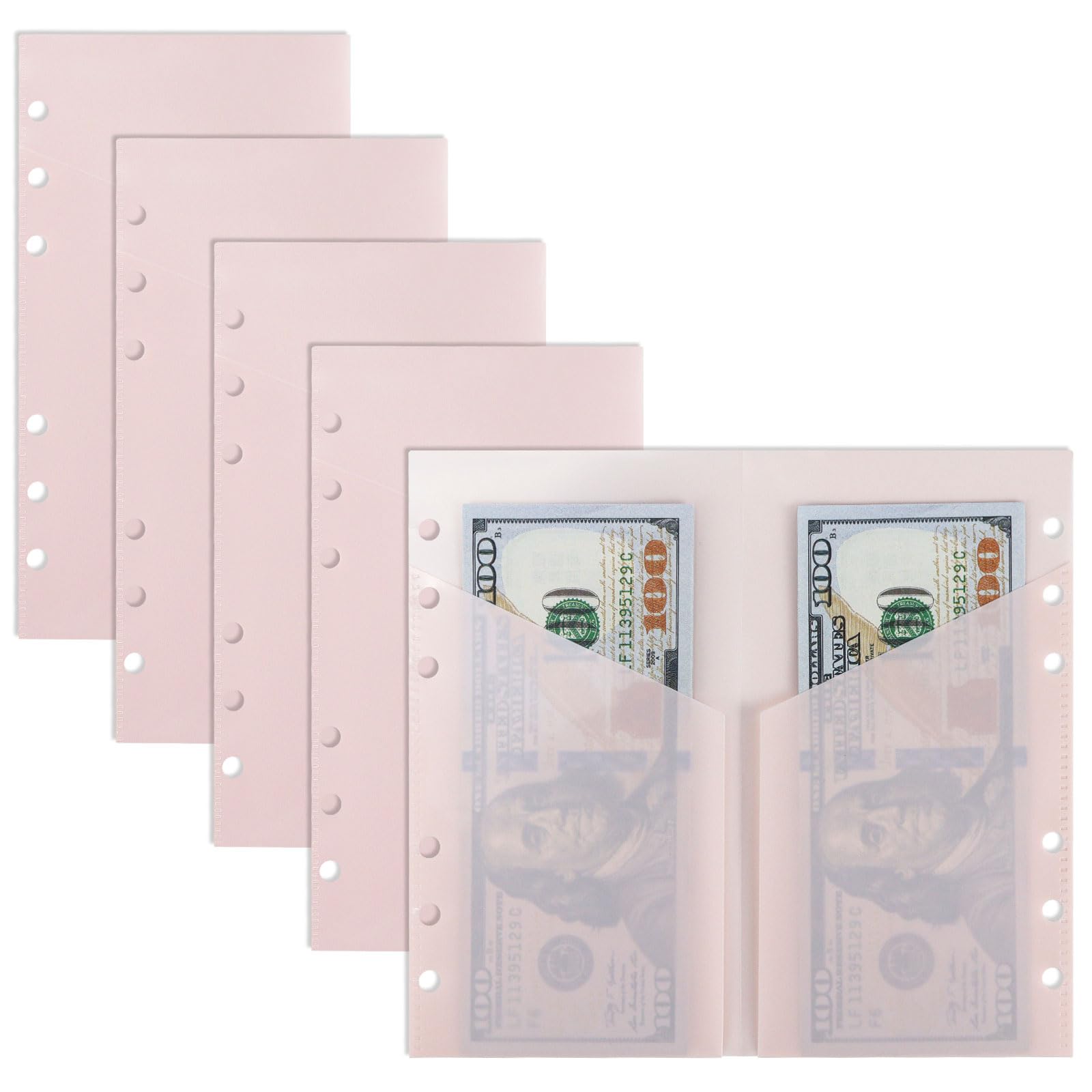 Snapklik.com : 5pcs Pink A6 Binder Cash Envelopes, A6 Insert