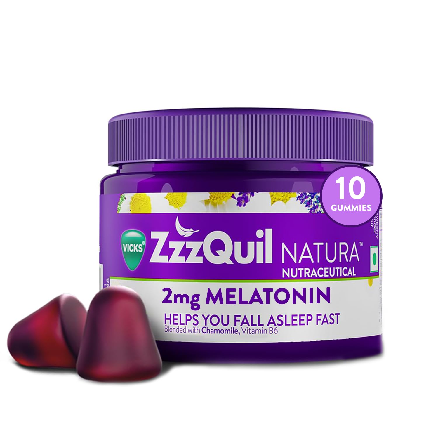 Buy Vicks ZzzQuil Natura, 10s Pack, Non-Addictive Sleep-Aid Gummy ...