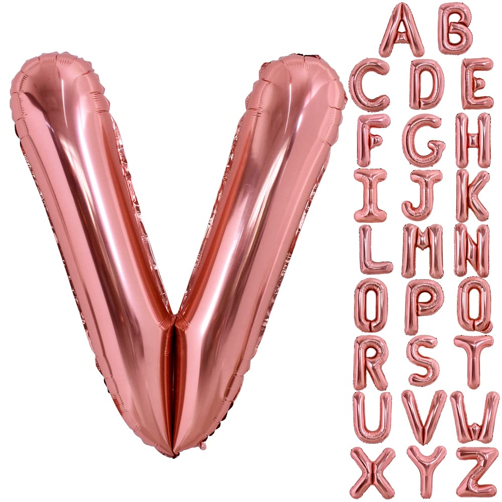 Amazon.com: TONIFUL 40 Inch Large Rose Gold Letter V Balloons Giant ...