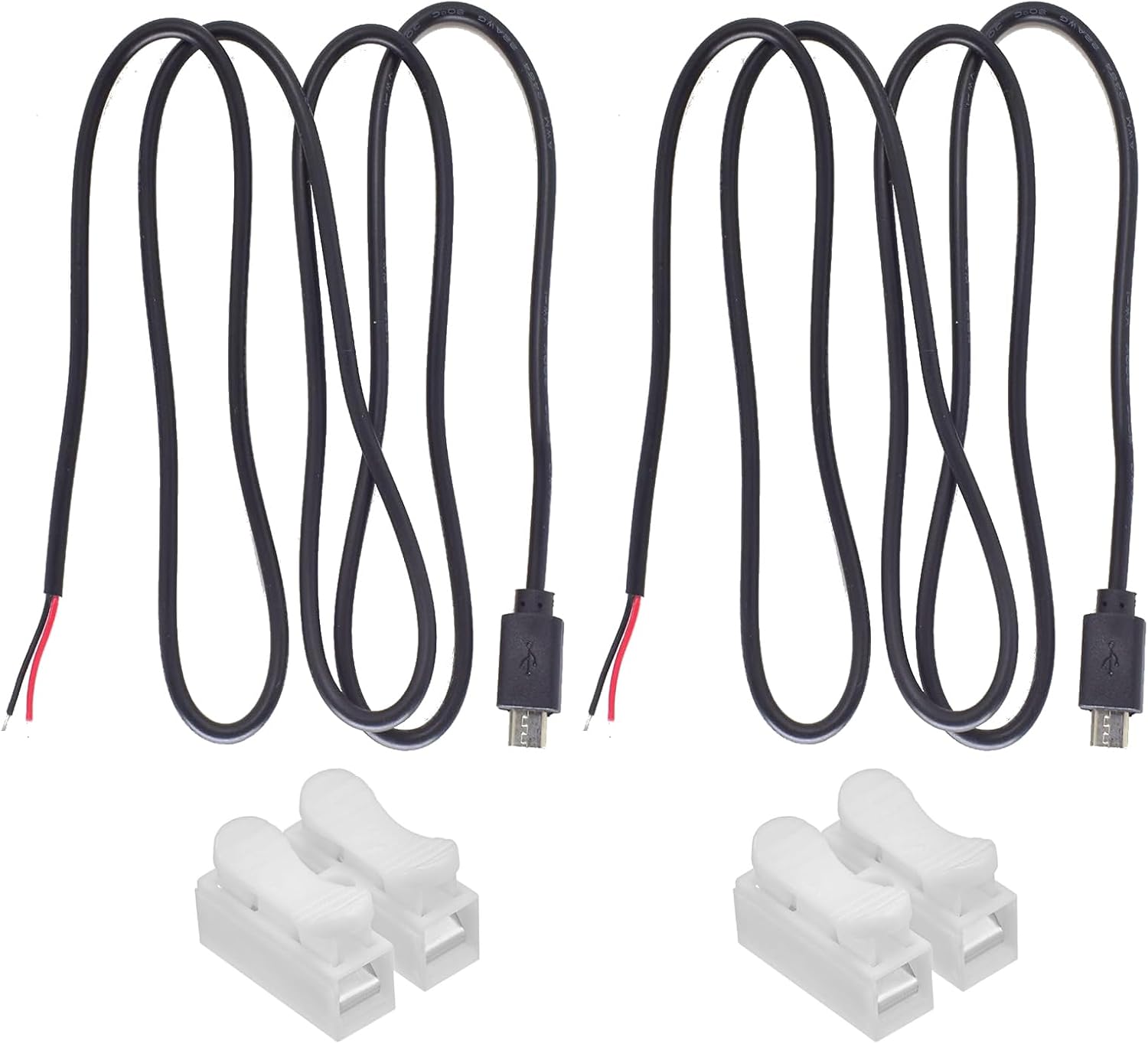 Amazon.com: ELNONE 2PCS 1M/3.3Feet Micro USB Male Pigtail 2 Wire Power ...