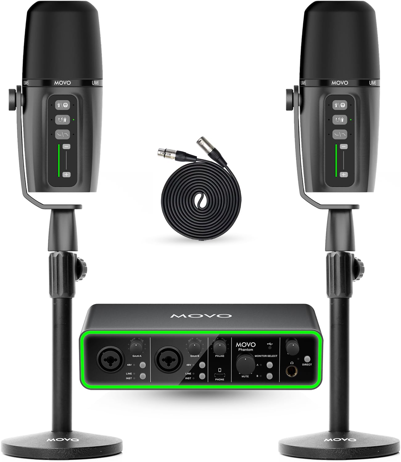 Amazon.com: Movo Podcast Equipment Bundle - Phantom USB Audio Interface ...