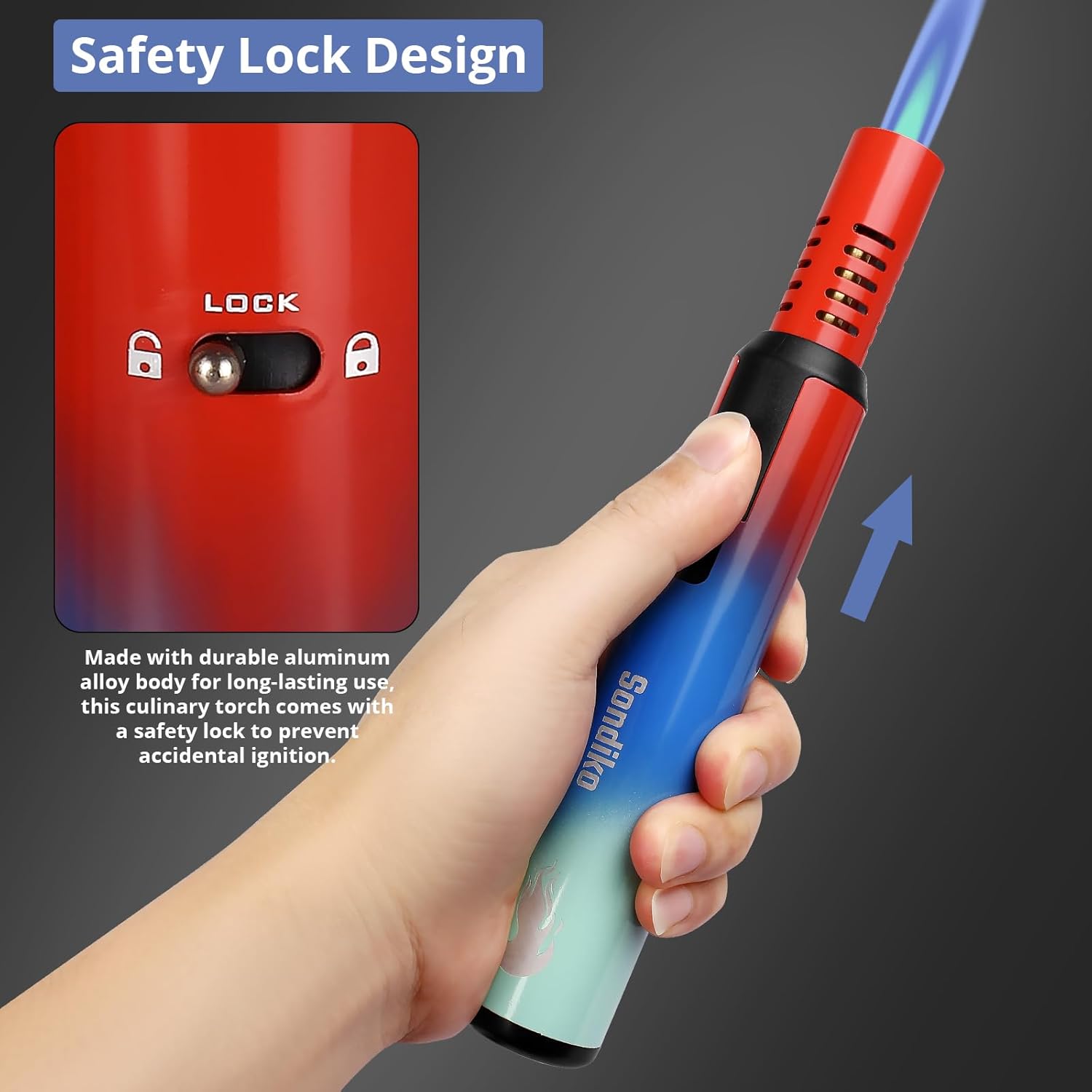 Sondiko Butane Torch Lighter 2 Pack, Refillable Butane Lighter, Kitchen ...